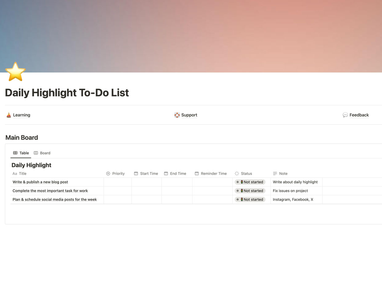Daily Highlight - Productivity Track